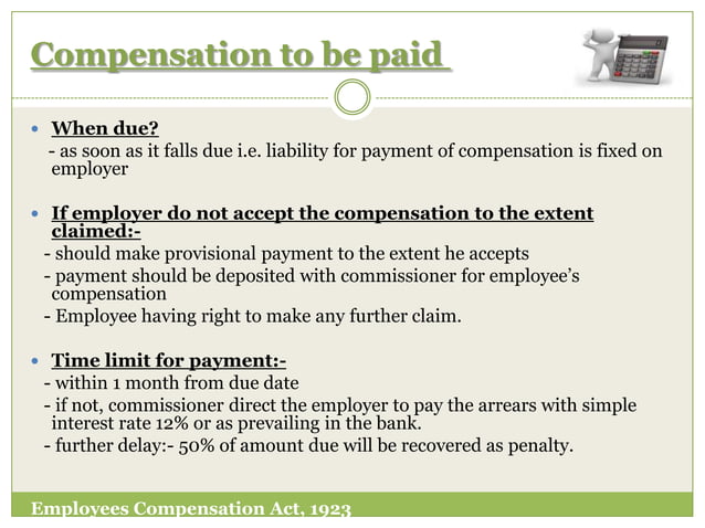 Employees compensation act, 1923 | PPTX | Law