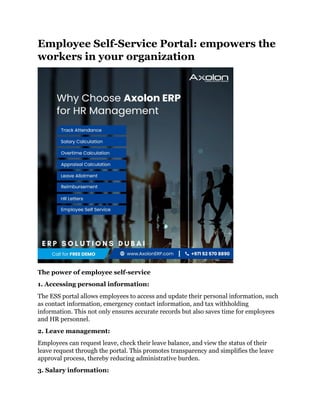 Employee Self-Service Portal empowers the workers in your organization ...