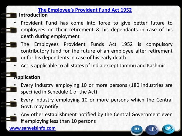 Employees provident fund act 1952 | PPTX