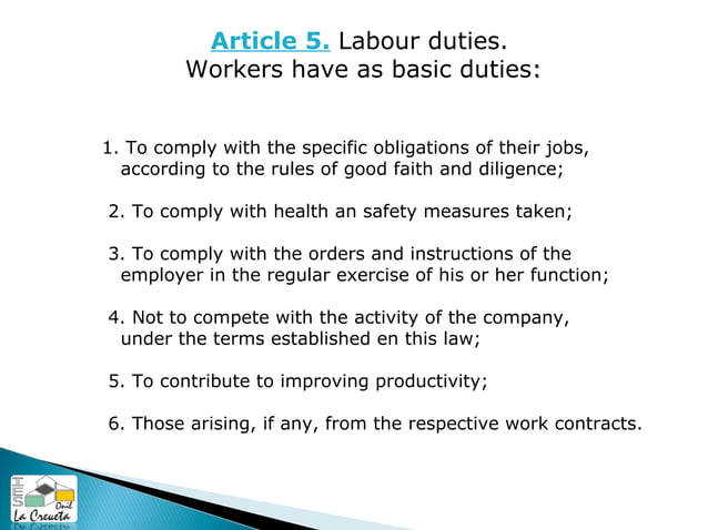 Employees rights and responsibilities Spain | PPT