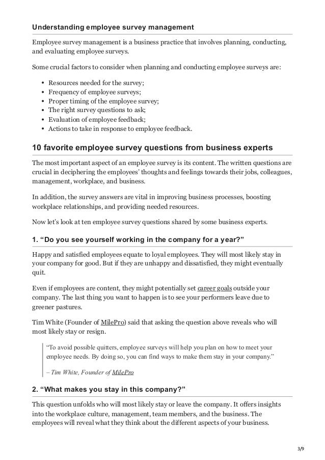 Employee Survey Management: Business Experts Share Their Favorite ...