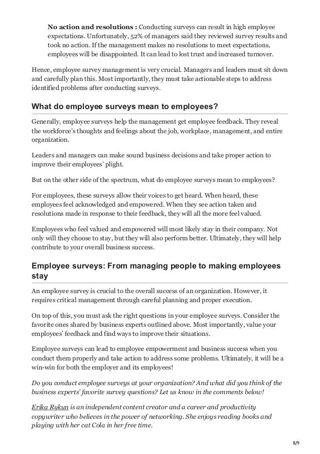 Employee Survey Management: Business Experts Share Their Favorite ...