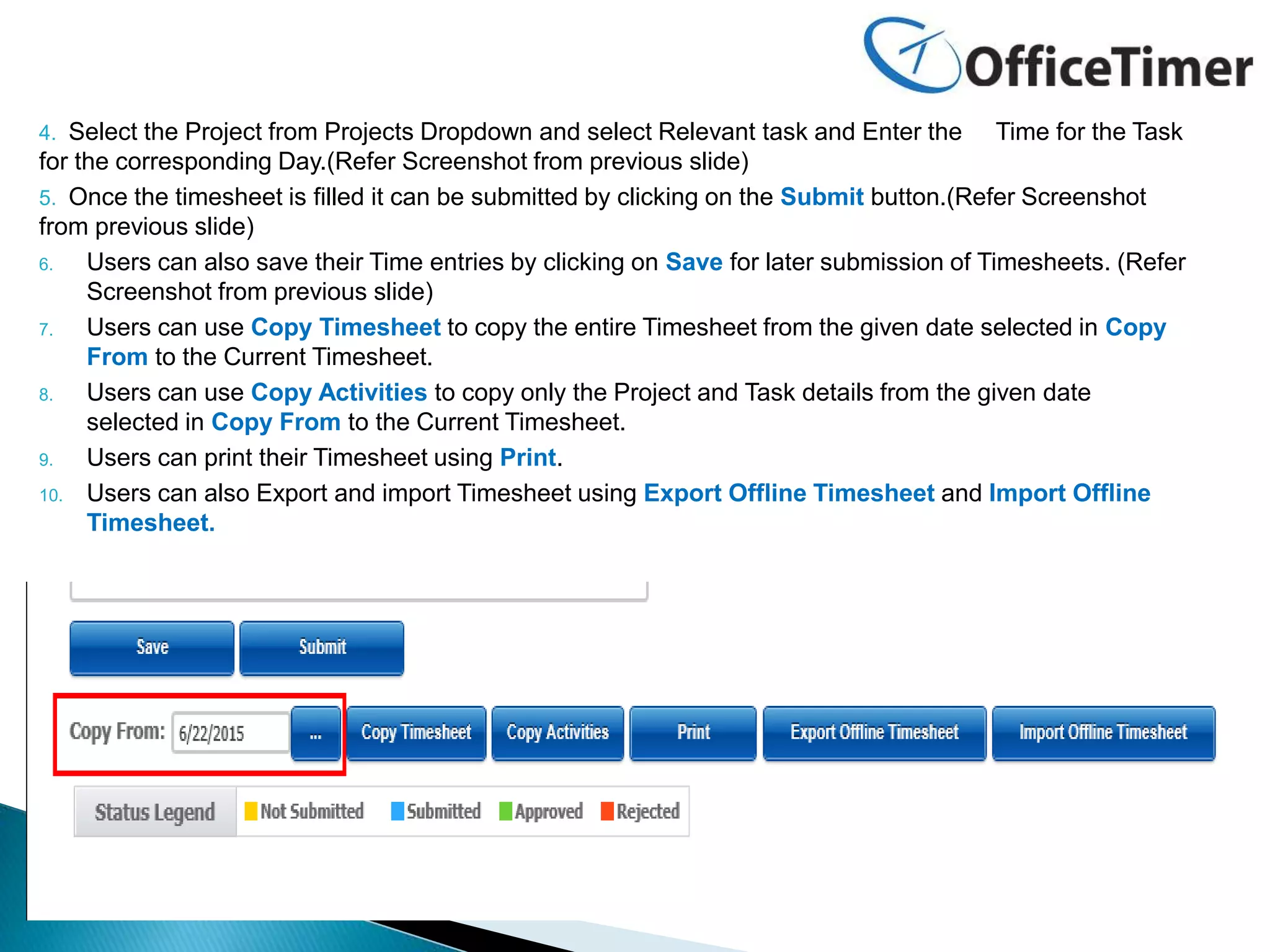 Tutorial to fill timesheet in OfficeTimer | PPT