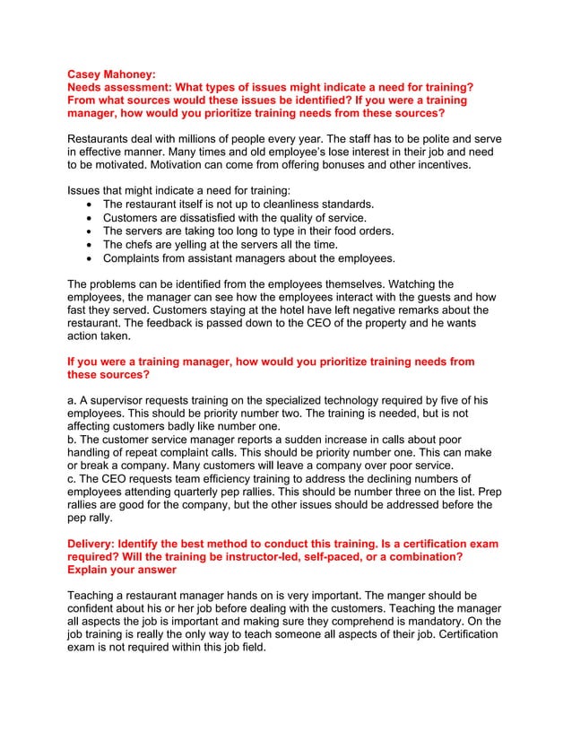 Employee training Casey Mahoney Brad P | DOC
