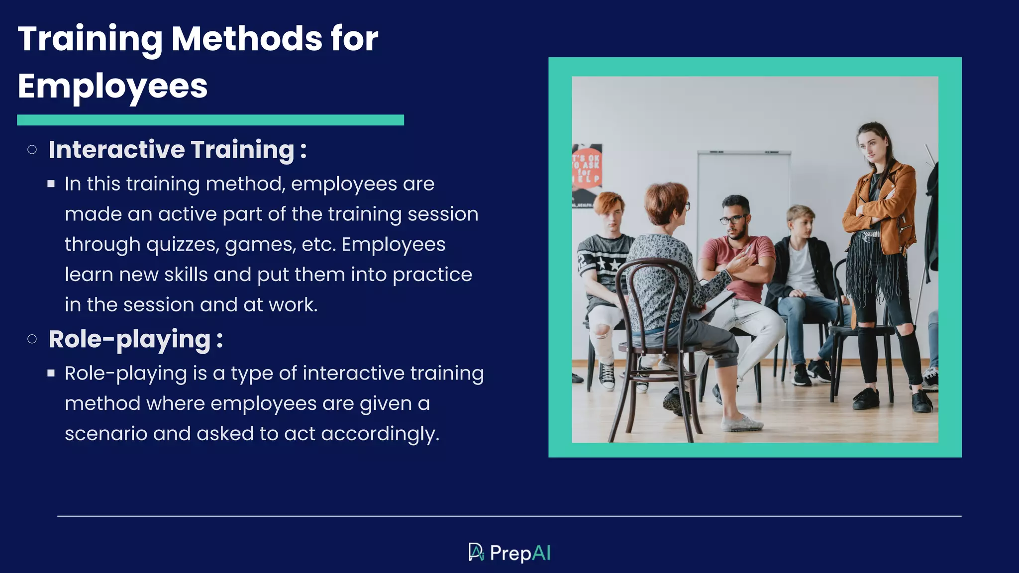 Employee Training Methods for Workplace Training - By PrepAI | PPT