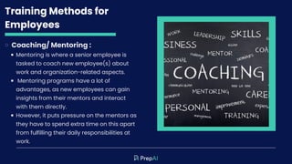 Employee Training Methods for Workplace Training - By PrepAI | PPT