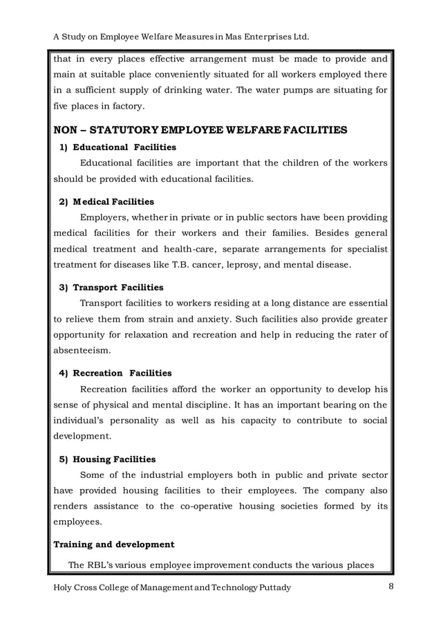 Employee welfare measures | DOCX