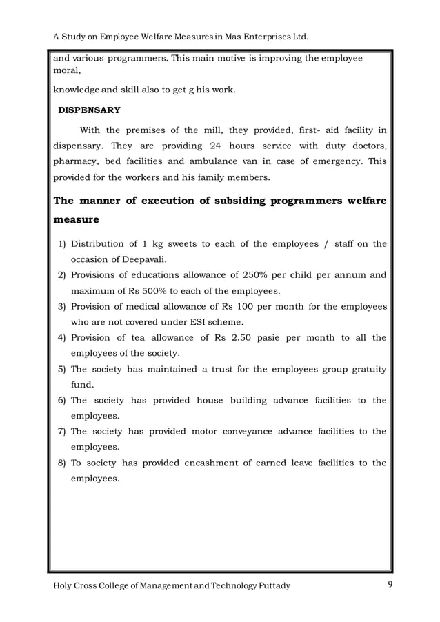 Employee welfare measures | DOCX