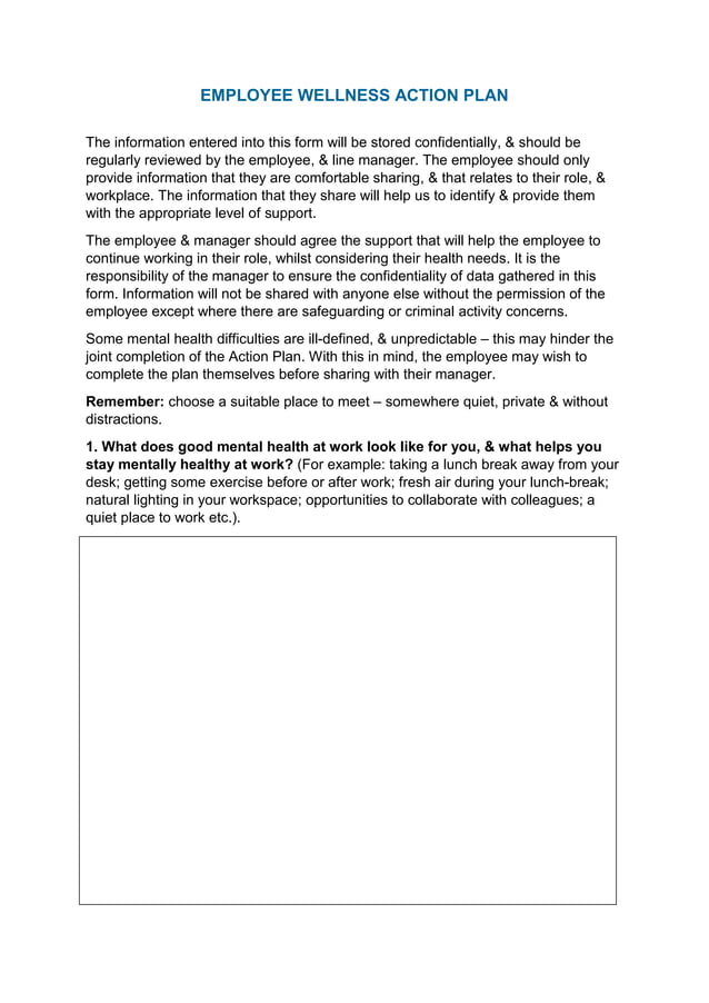 Employee Wellness Action Plan | PDF