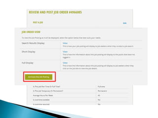 Adding a Job Order in Illinois JobLink - Employers | PPTX