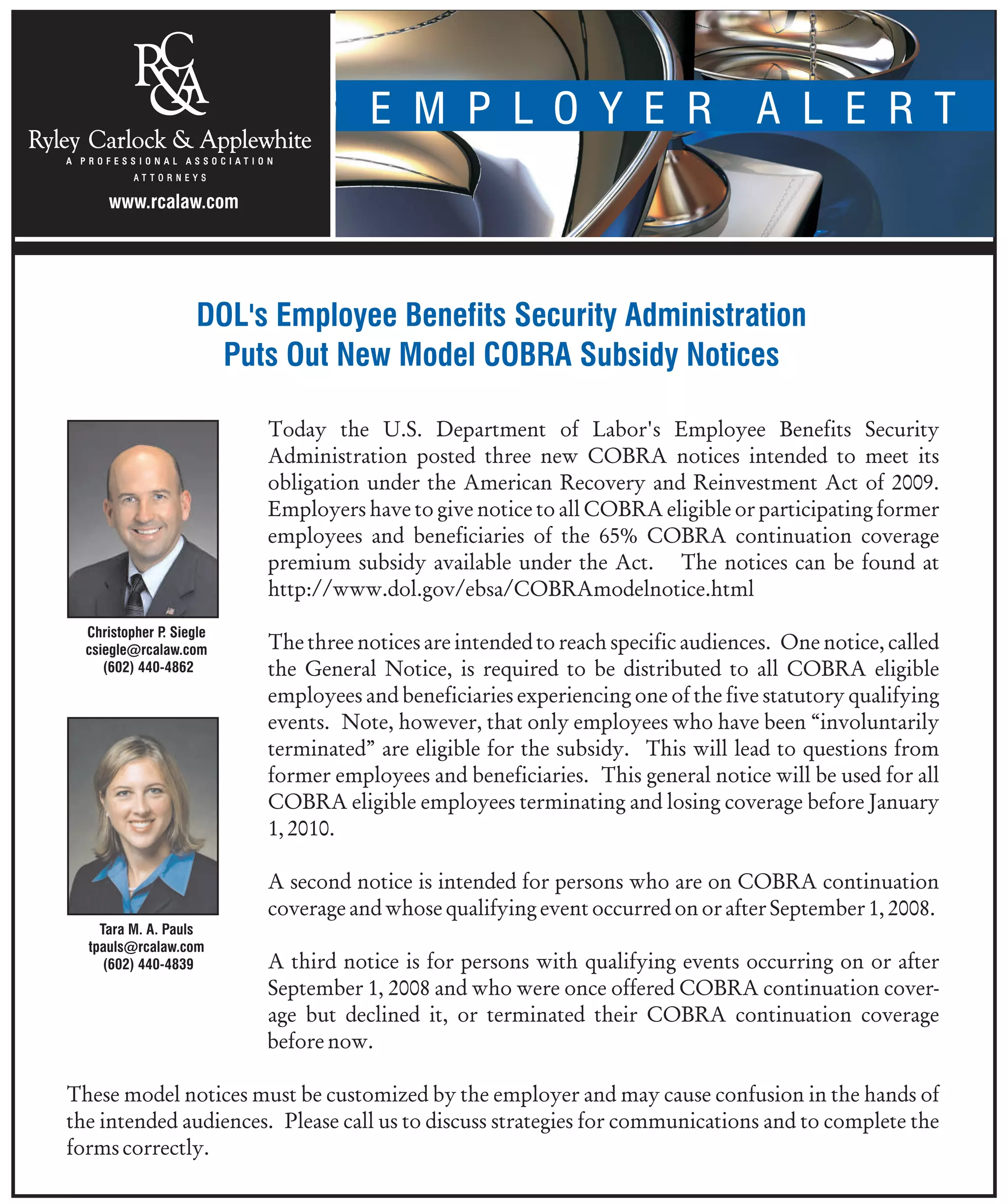 COBRA Subsidy And Impact On Employers 3 09 | PDF