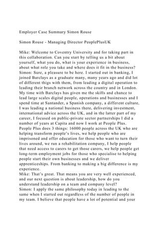Employer Case Summary Simon Rouse Simon Rouse - Managing Di.docx