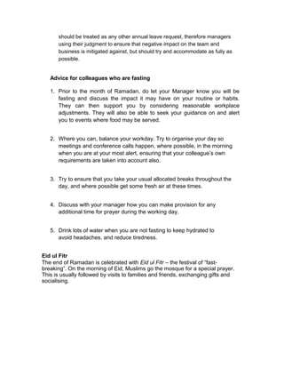 Employer guidance about Ramadan | PDF