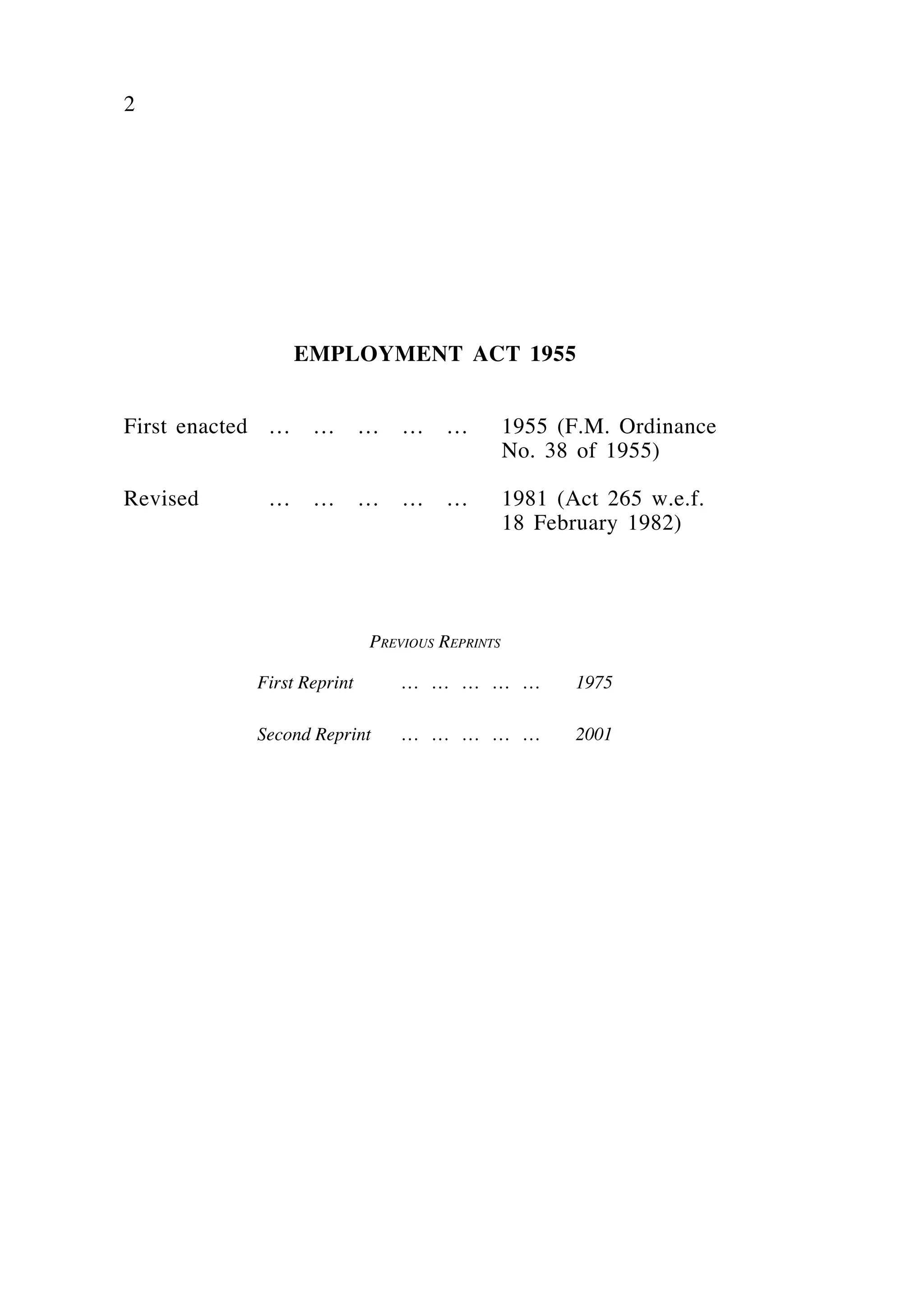 Employment Act 1955 Malaysia | PDF