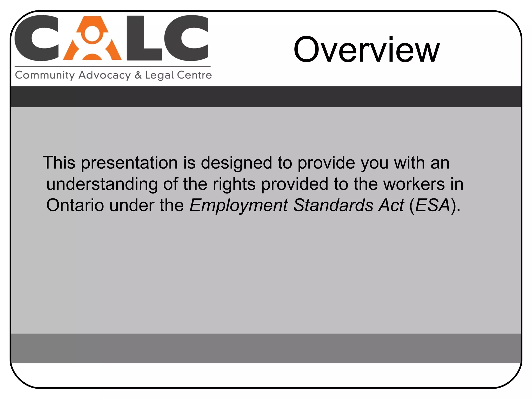Employment Standards in Ontario | PPT