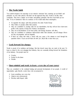 Employment activities at nestle | DOCX