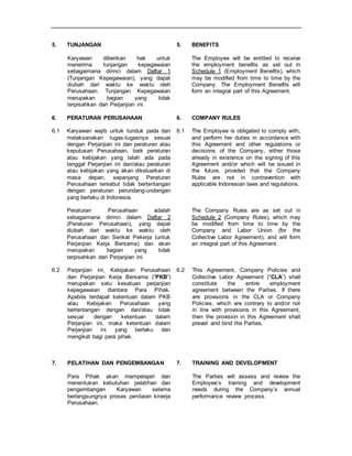 Contoh Perjanjian Kerja / Employment Agreement Bilingual (Beli ...