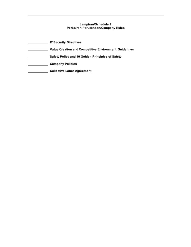 Contoh Perjanjian Kerja / Employment Agreement Bilingual (Beli ...