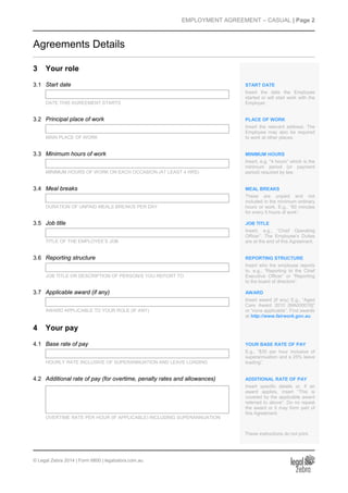 Casual Employment Agreement Template - Sample | PDF