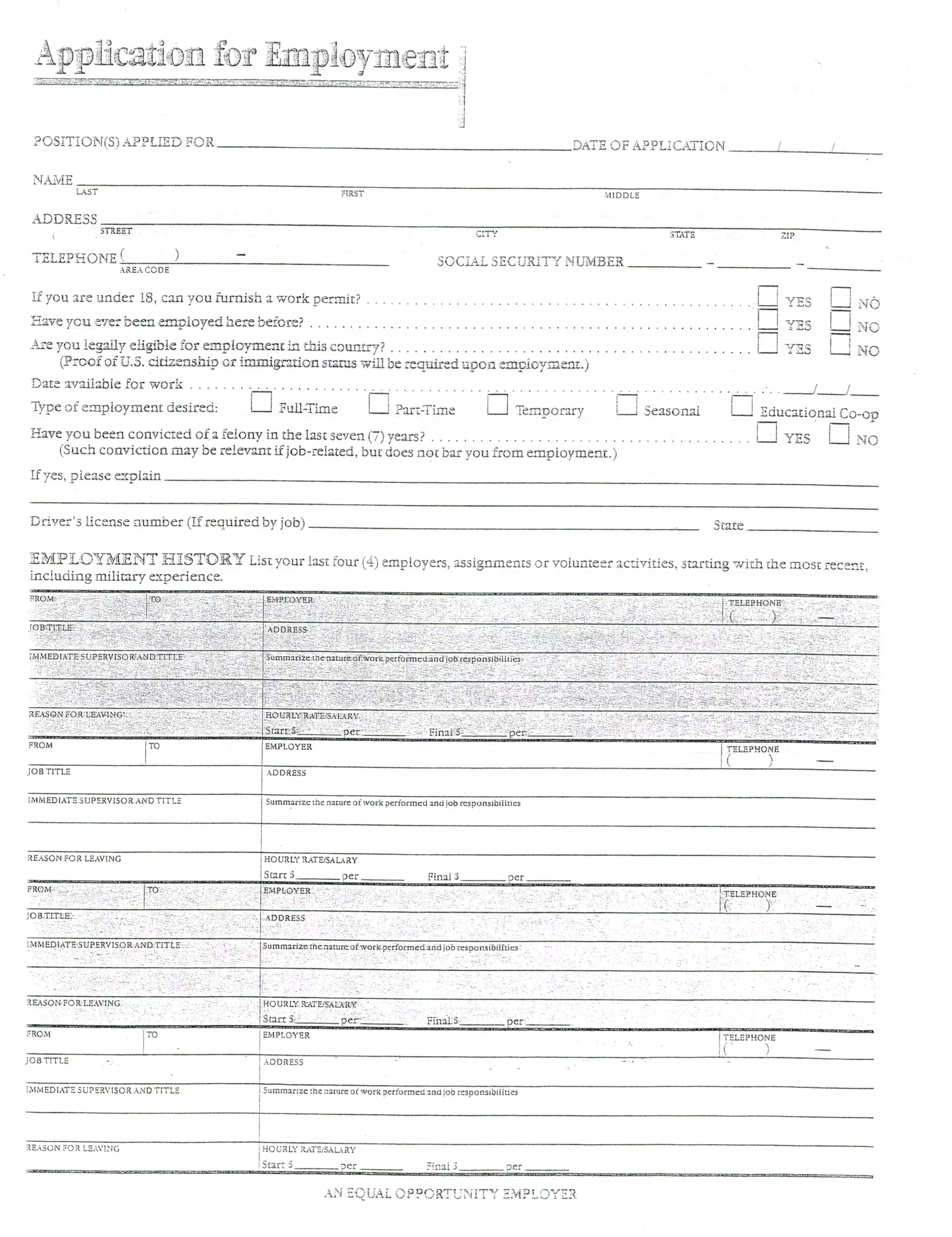 Employment application | PDF