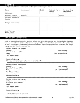 Employmentapplication | PDF | Resume Writing and Advice | Job Search