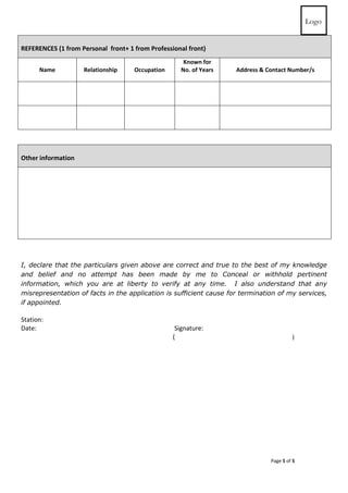 Employment Application Form | DOCX