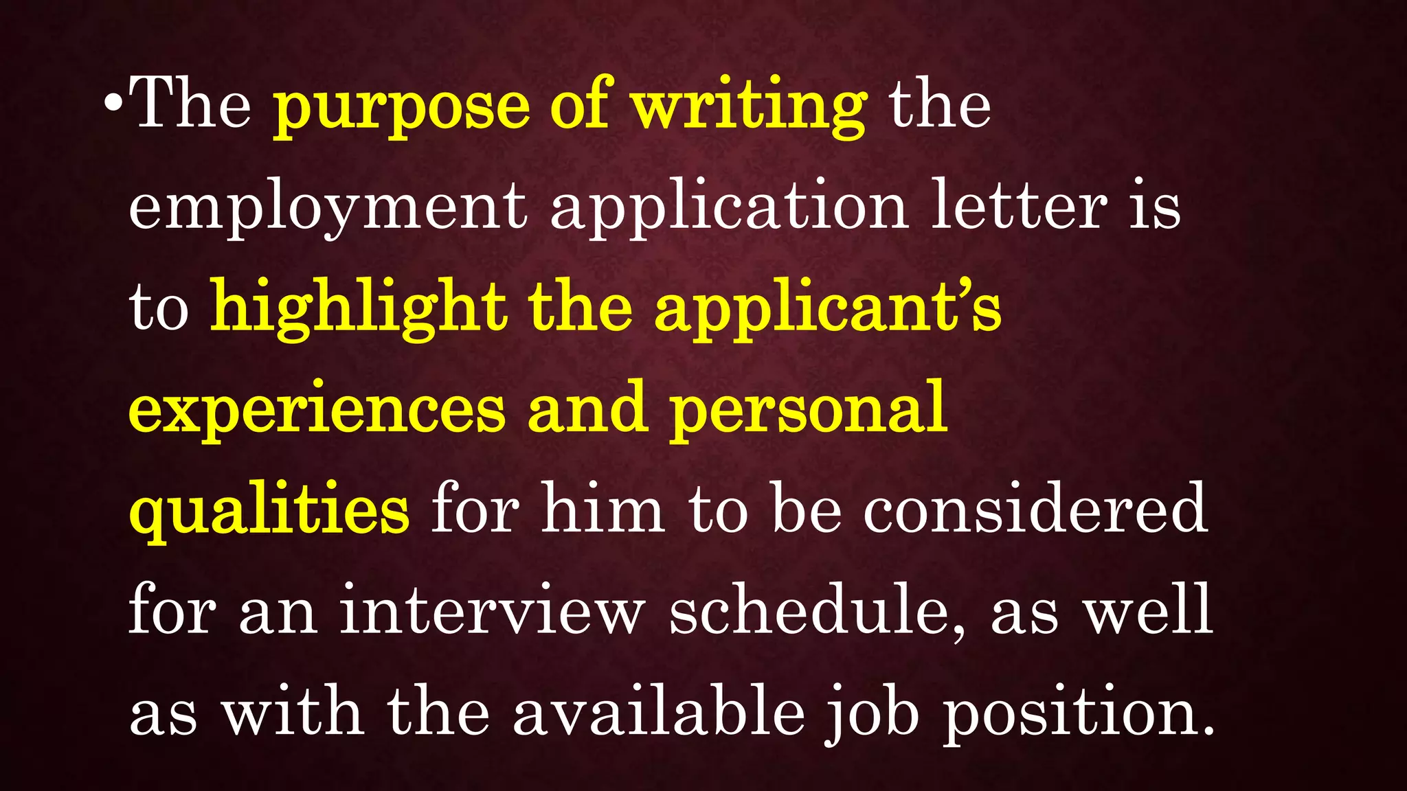 Employment Application Letter | PPTX