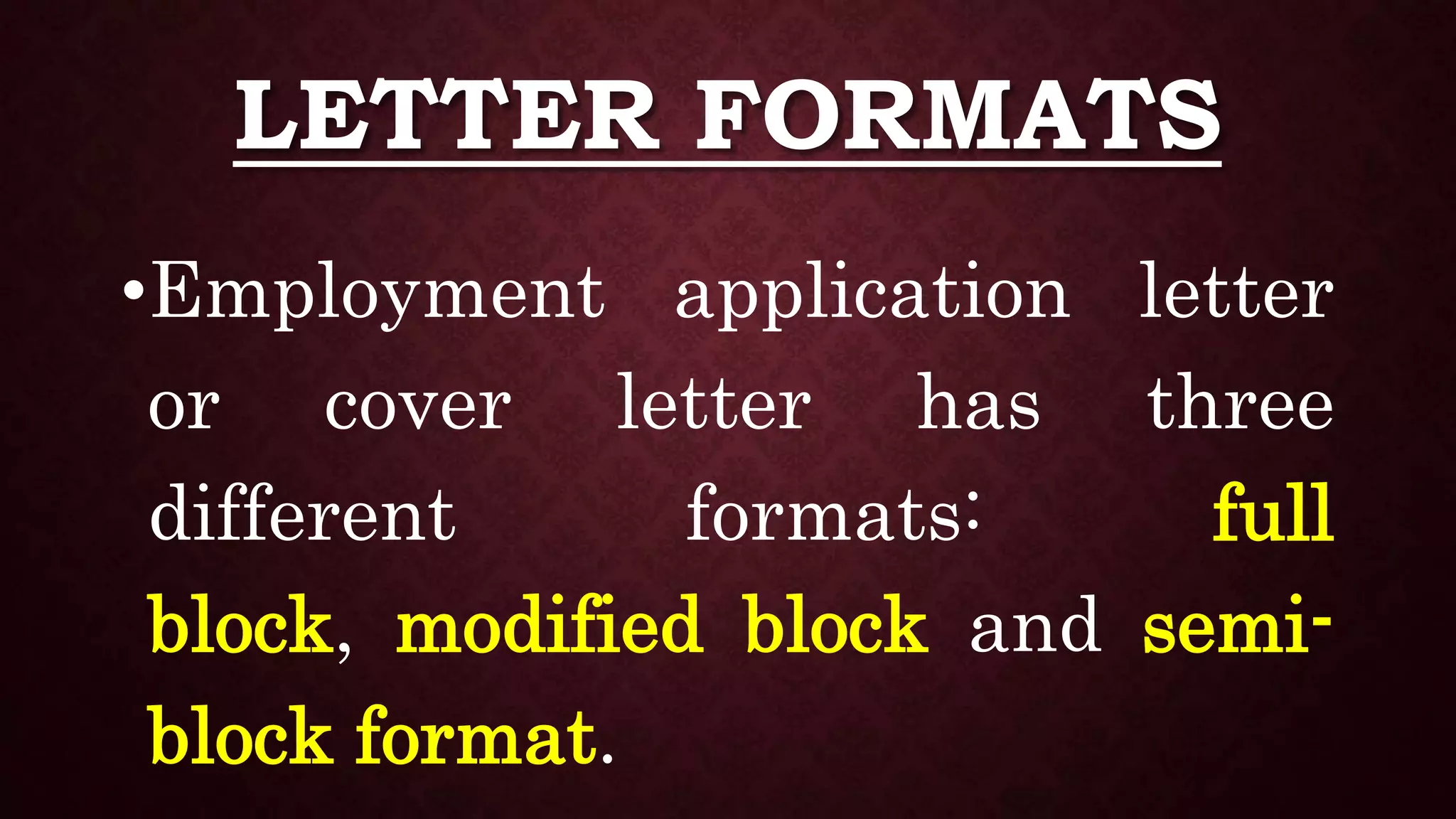 Employment Application Letter | PPTX