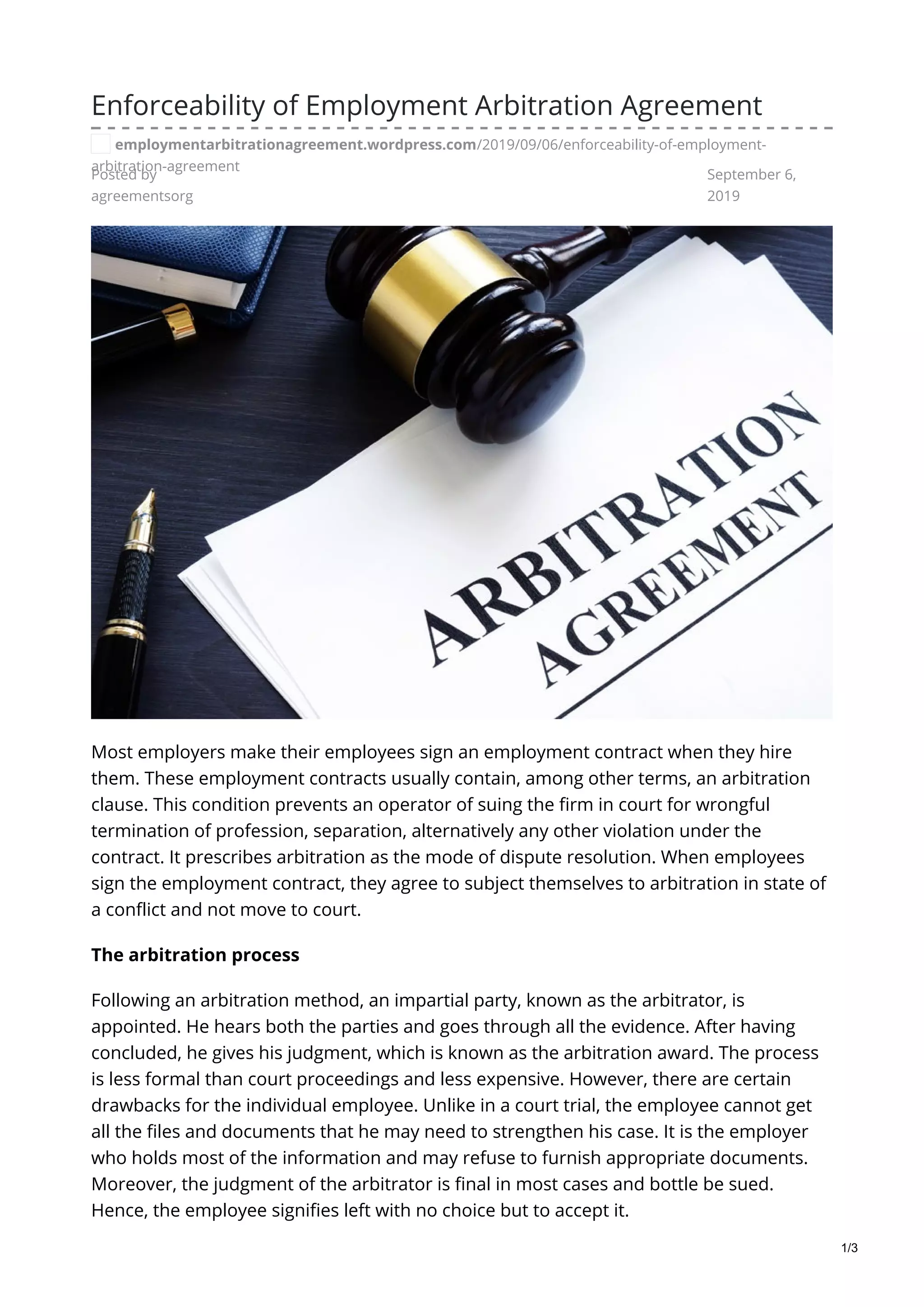 Employment arbitration agreement | PDF