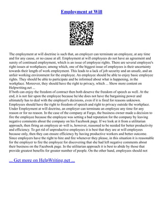 Employment At Will | PDF