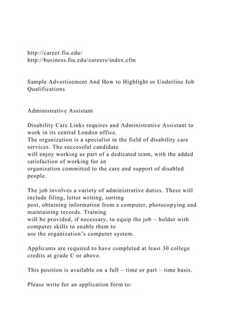 Employment Communication Assignment Job Search, Letter .docx