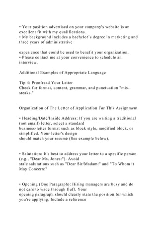 Employment Communication Assignment Job Search, Letter .docx