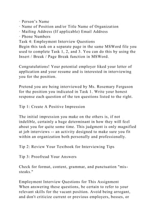 Employment Communication AssignmentJob Search, Letter of Applica.docx