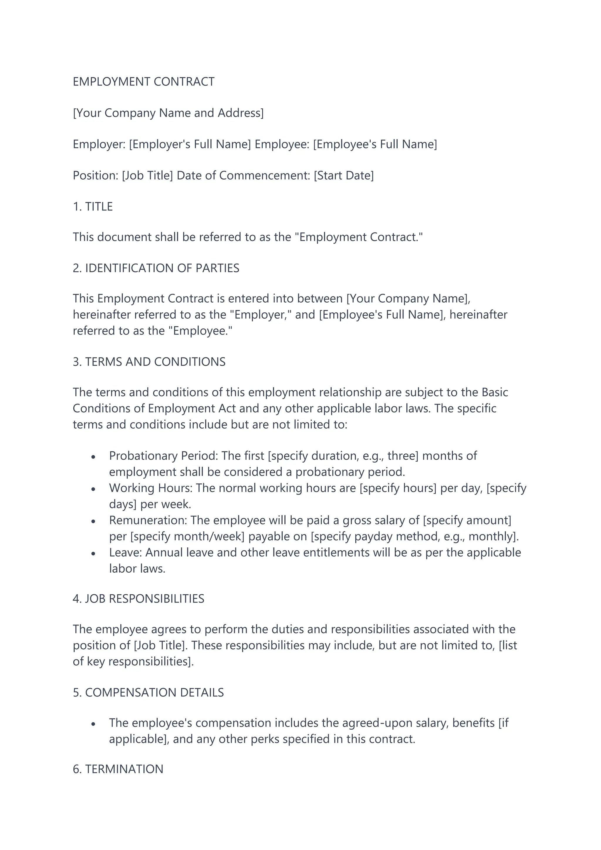 Business Administration : HR Toolkit - EMPLOYMENT CONTRACT.docx