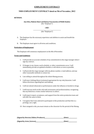 Employment contract a2 media | PDF