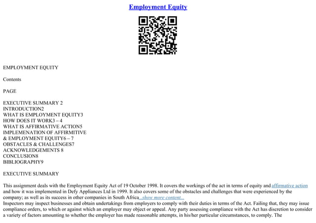 Employment Equity | PDF
