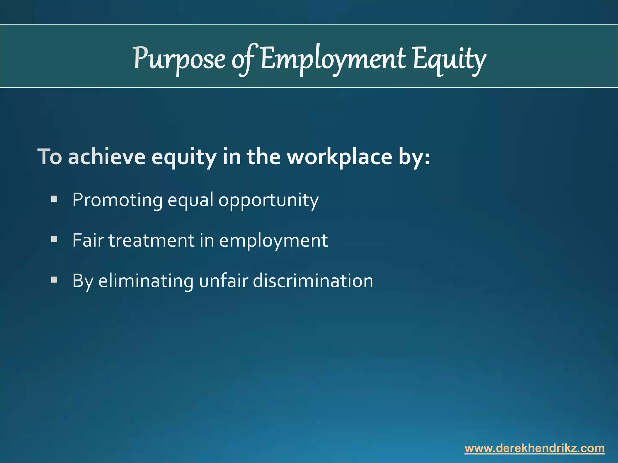 Employment Equity by Derek Hendrikz | PPTX