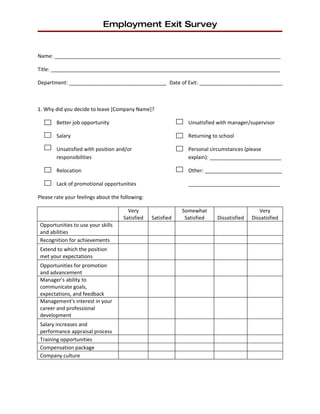 Employment exit survey | DOC