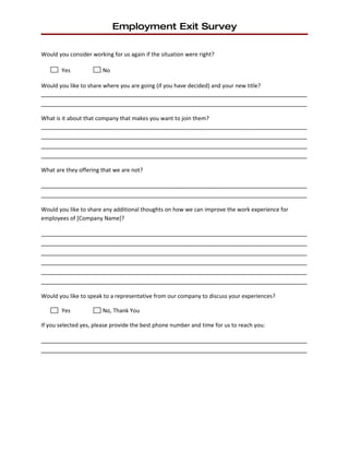 Employment exit survey | DOC