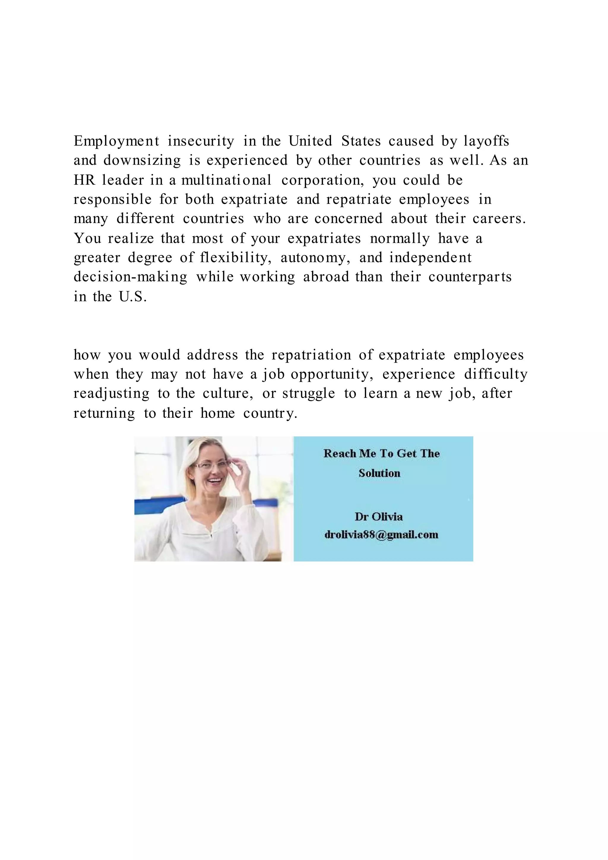 Employment insecurity in the united states caused by layoffs and | DOCX