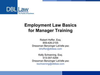 Employment Law Basics for Manager Training | PPT