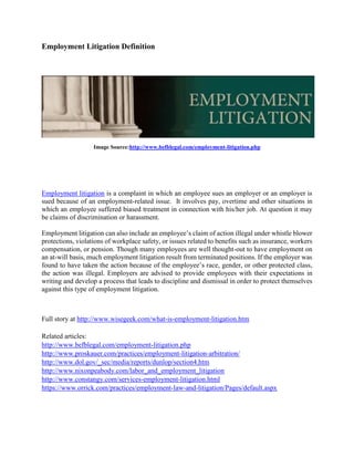 Definition of Employment Litigation | PDF | Law
