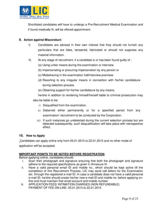 Employment Notification OF LIC OF INDIA. | PDF