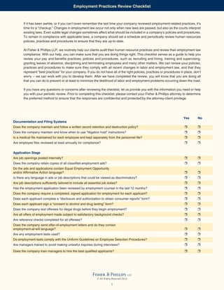 Employment Practices Check Up Checklist | PDF