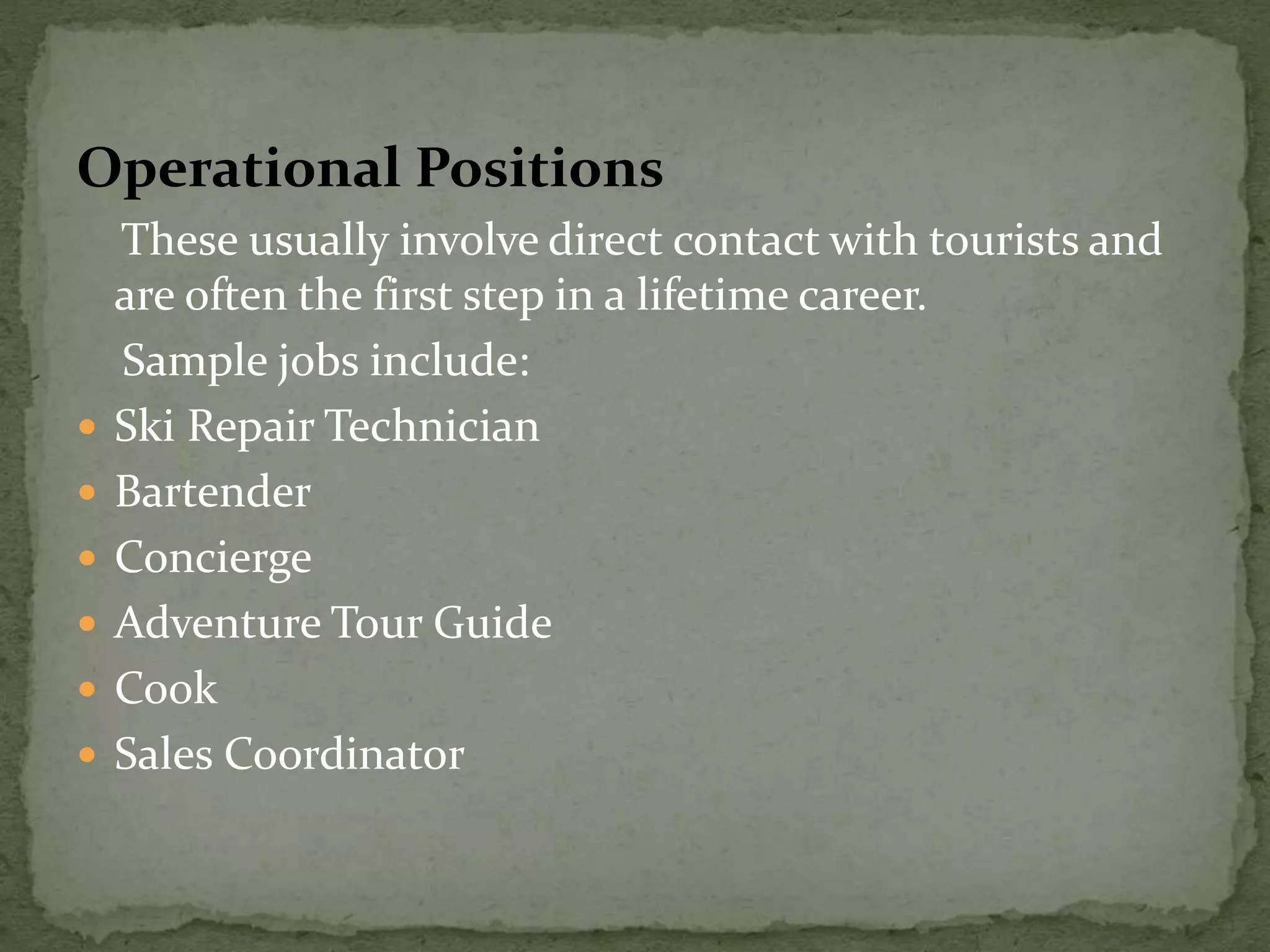 Employment prospects in tourism and hospitality industry | PPTX