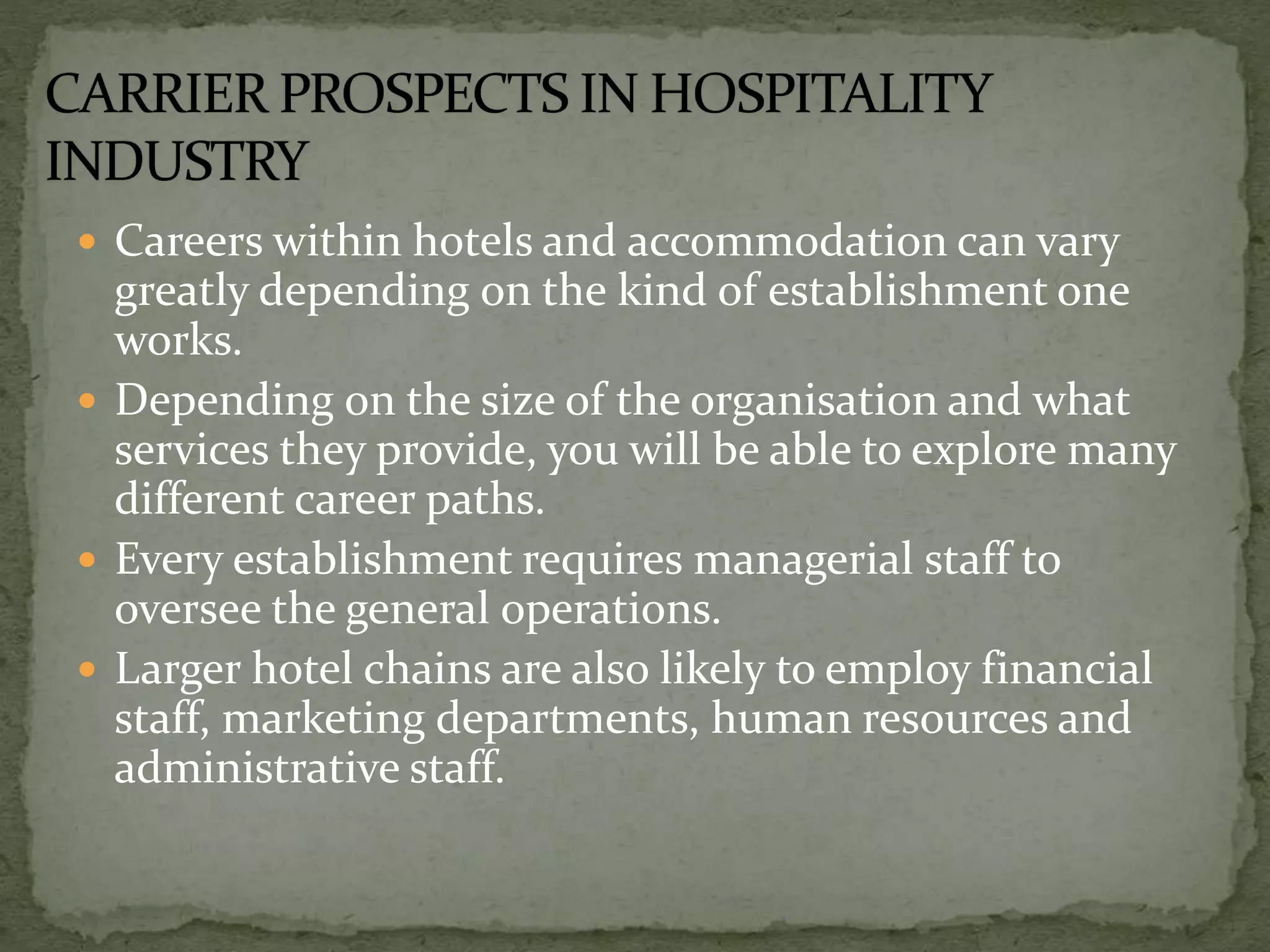 Employment prospects in tourism and hospitality industry | PPTX