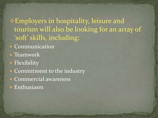Employment prospects in tourism and hospitality industry | PPTX