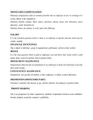 Employment satisfaction towards monetary and non monetary benefits | DOCX