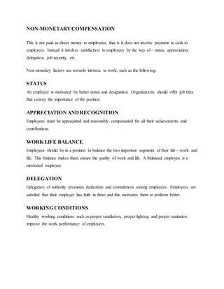 Employment satisfaction towards monetary and non monetary benefits | DOCX