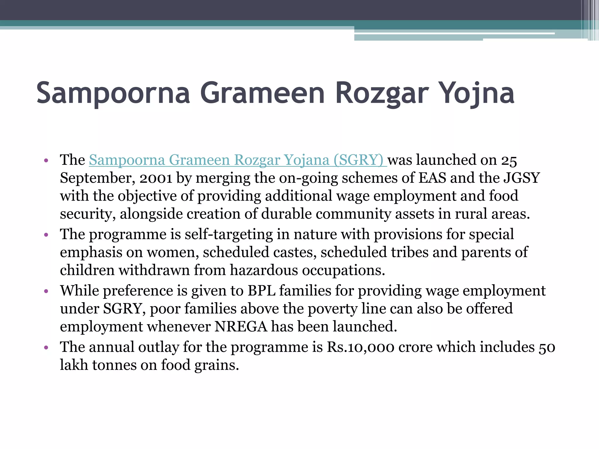 Employment generation programmes in India | PPTX